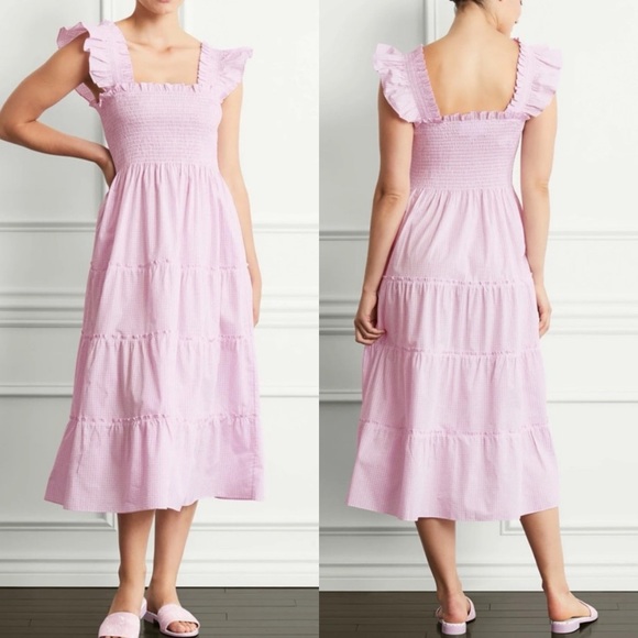 Hill House | Dresses | Hill House The Nap Dress Ellie Pink Gingham Midi Length Cottagecore ...